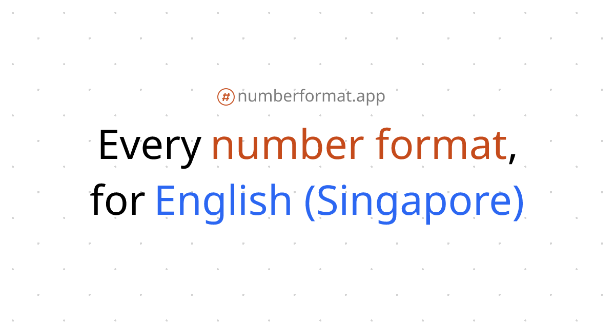 Every number format for English (Singapore) (en-SG)