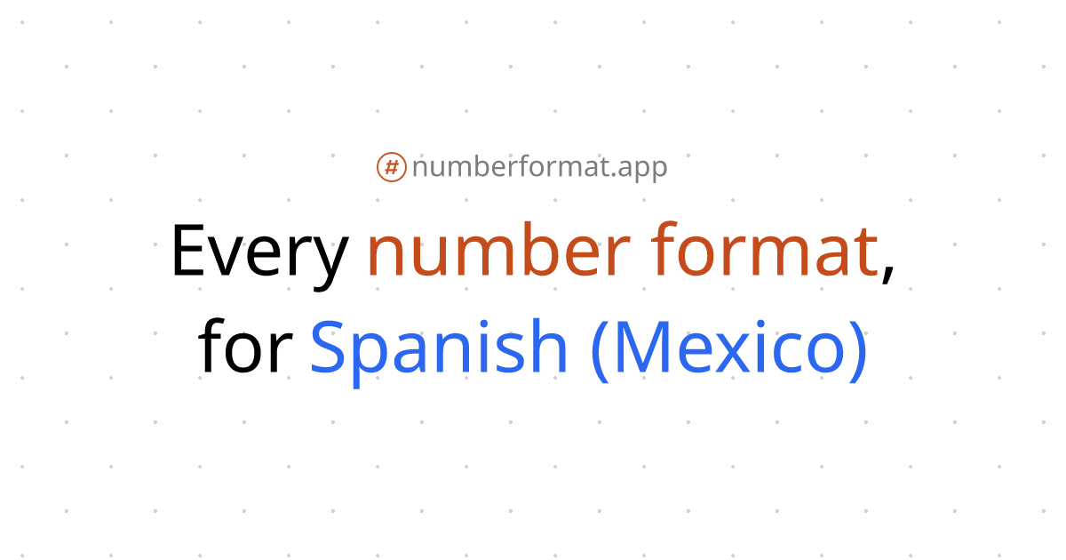 Every number format for Spanish (Mexico) (es-MX)